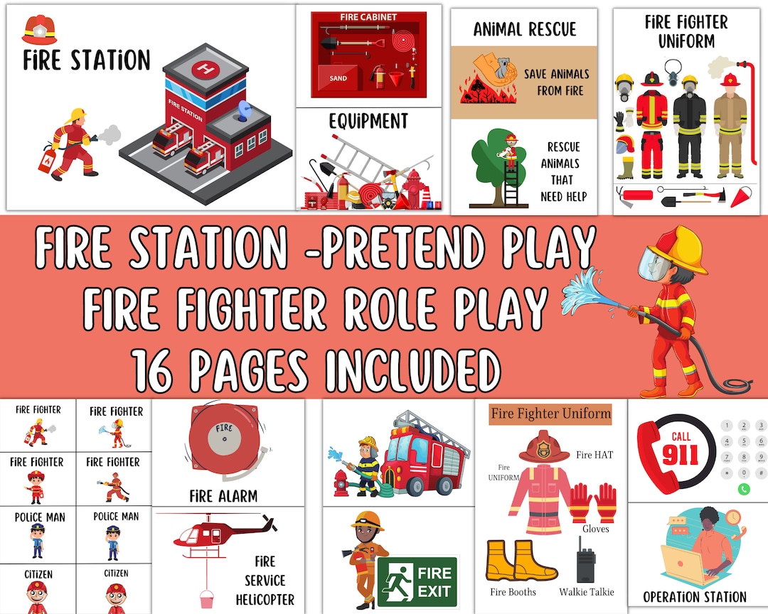 Fire Safety Learning Activity, Fire Station Pretend Play Printable ...