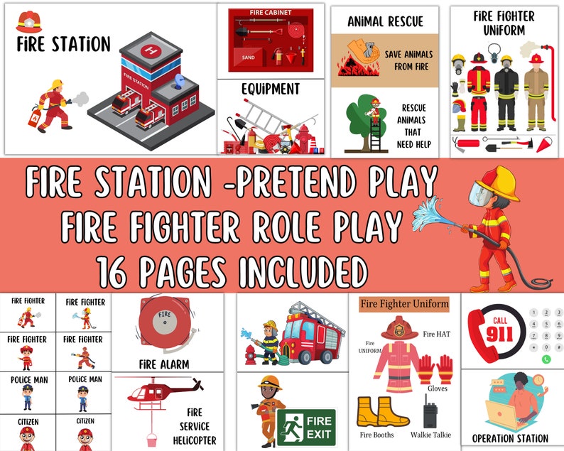 Fire Safety Learning Activity, Fire Station Pretend Play Printable ...