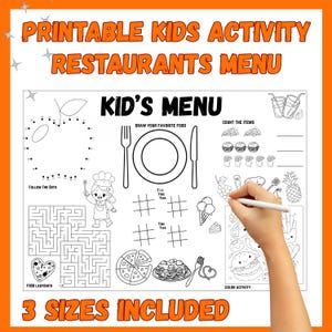 Printable Kids Activity Placemat | Restaurant Template| Kid's Screen ...