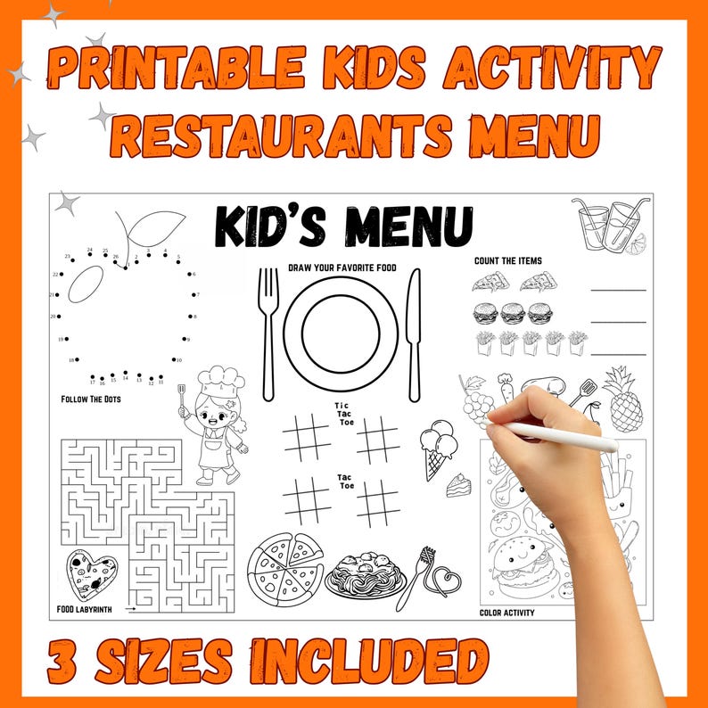 Printable Kids Activity Placemat | Restaurant Template| Kid's Screen ...