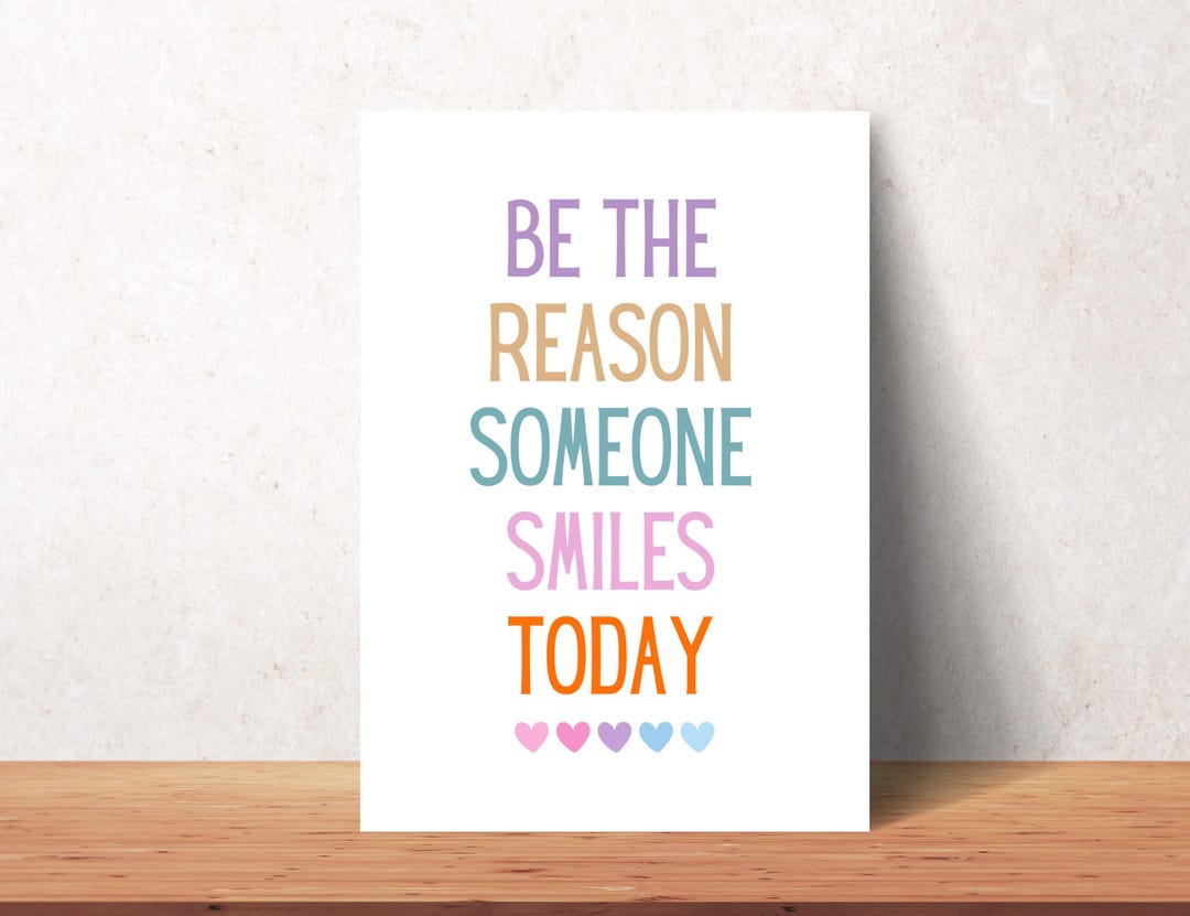 Be the Reason Someone Smiles Today | Motivational Pastel | Wall Art ...