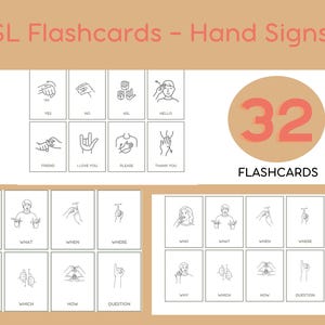 Set of Sign Language Printable Poster and ASL Flash Cards, Baby First ...