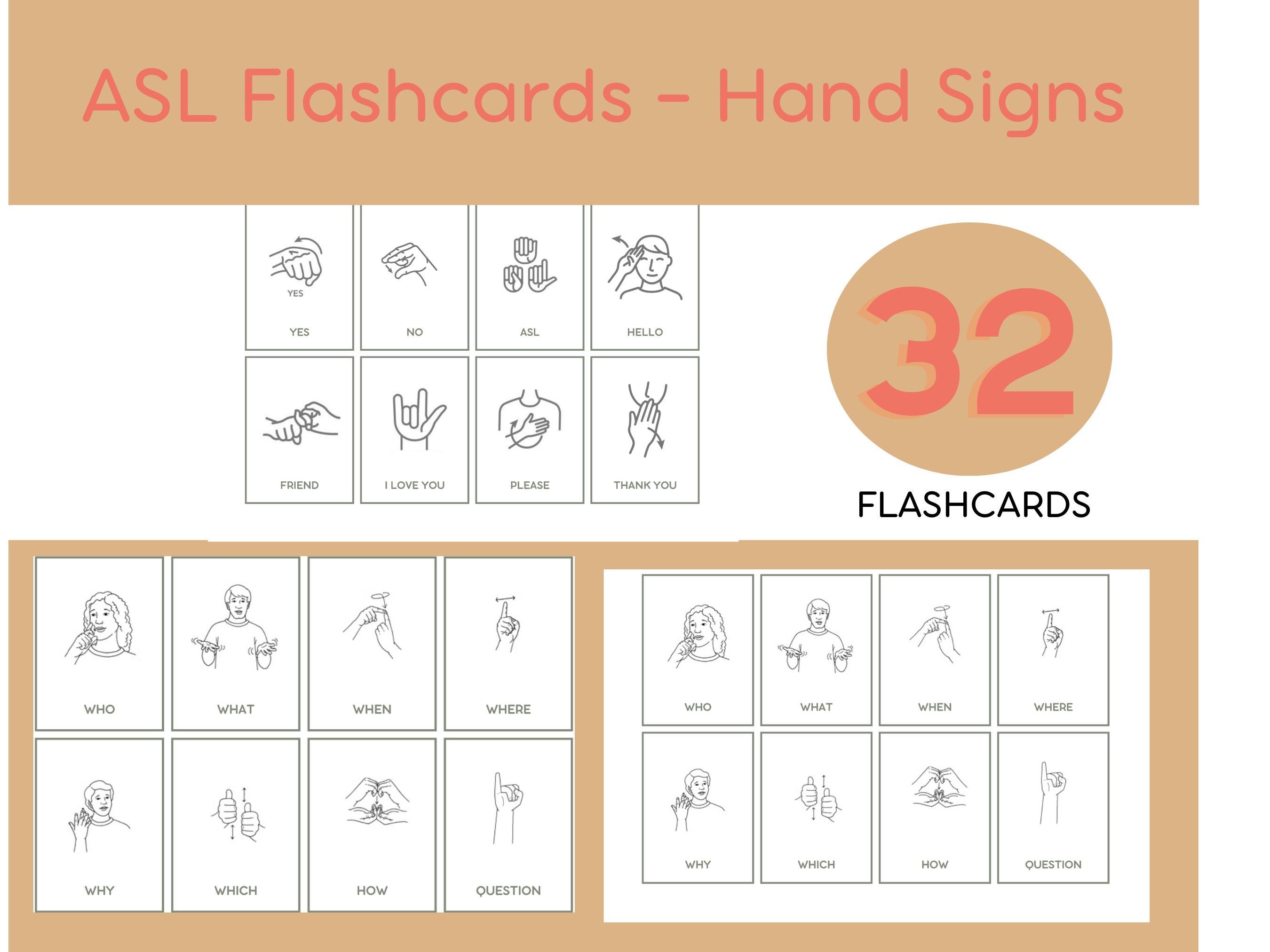 Set of Sign Language Printable Poster and ASL Flash Cards, Baby First ...