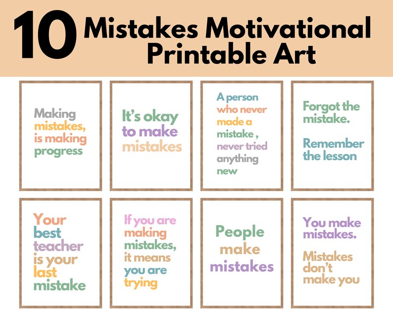 Mistakes Printable Quote, Kids Affirmation Cards, Classroom Decor ...
