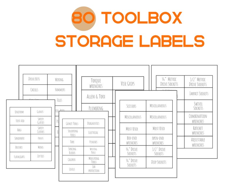 Printable Toolbox Labels | Basement Storage Bin | Garage Workshop Tools ...