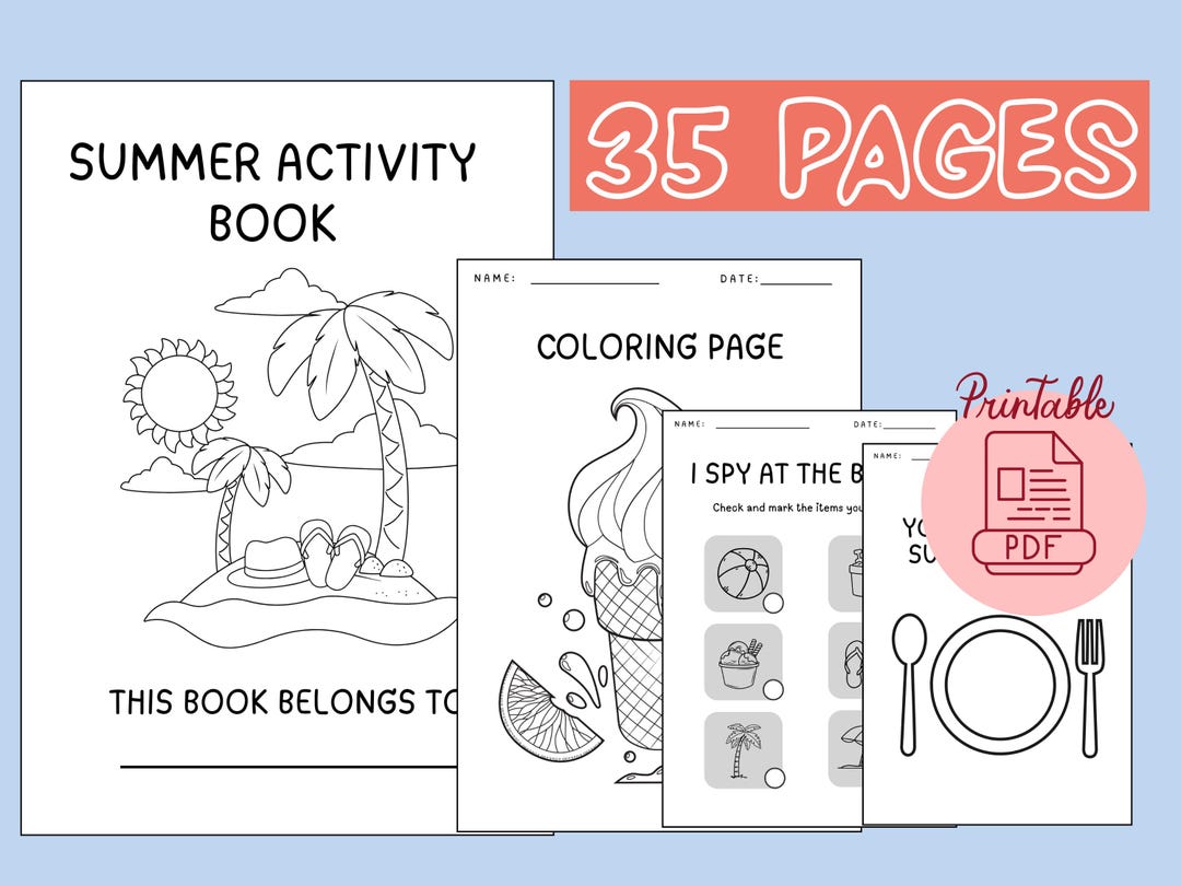 Summer Adventure Activity Book – 35 Pages of Fun Learning! Coloring ...