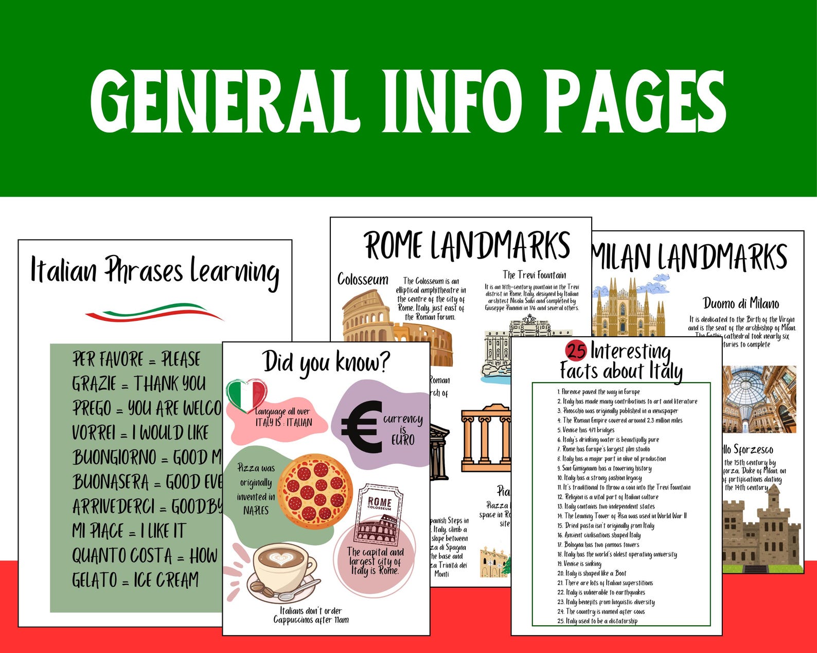 Italy Travel Activities, Kids Printable Worksheets for Italy ,coloring ...