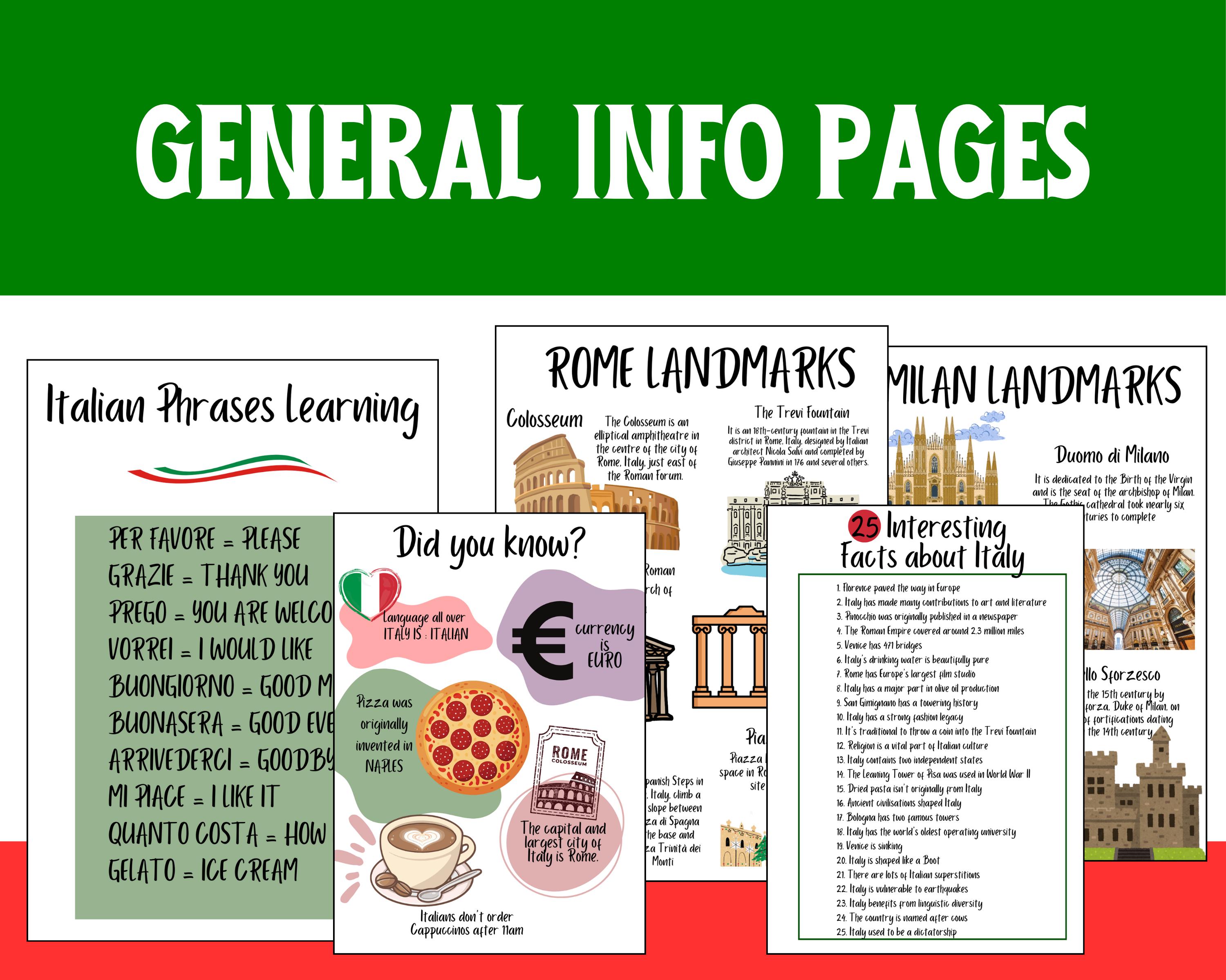 Italy Travel Activities, Kids Printable Worksheets for Italy ,coloring ...