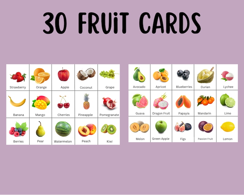 48 Vegetables Real Pictures + 30 Fruit Cards & 12 PAGES Learning Game ...