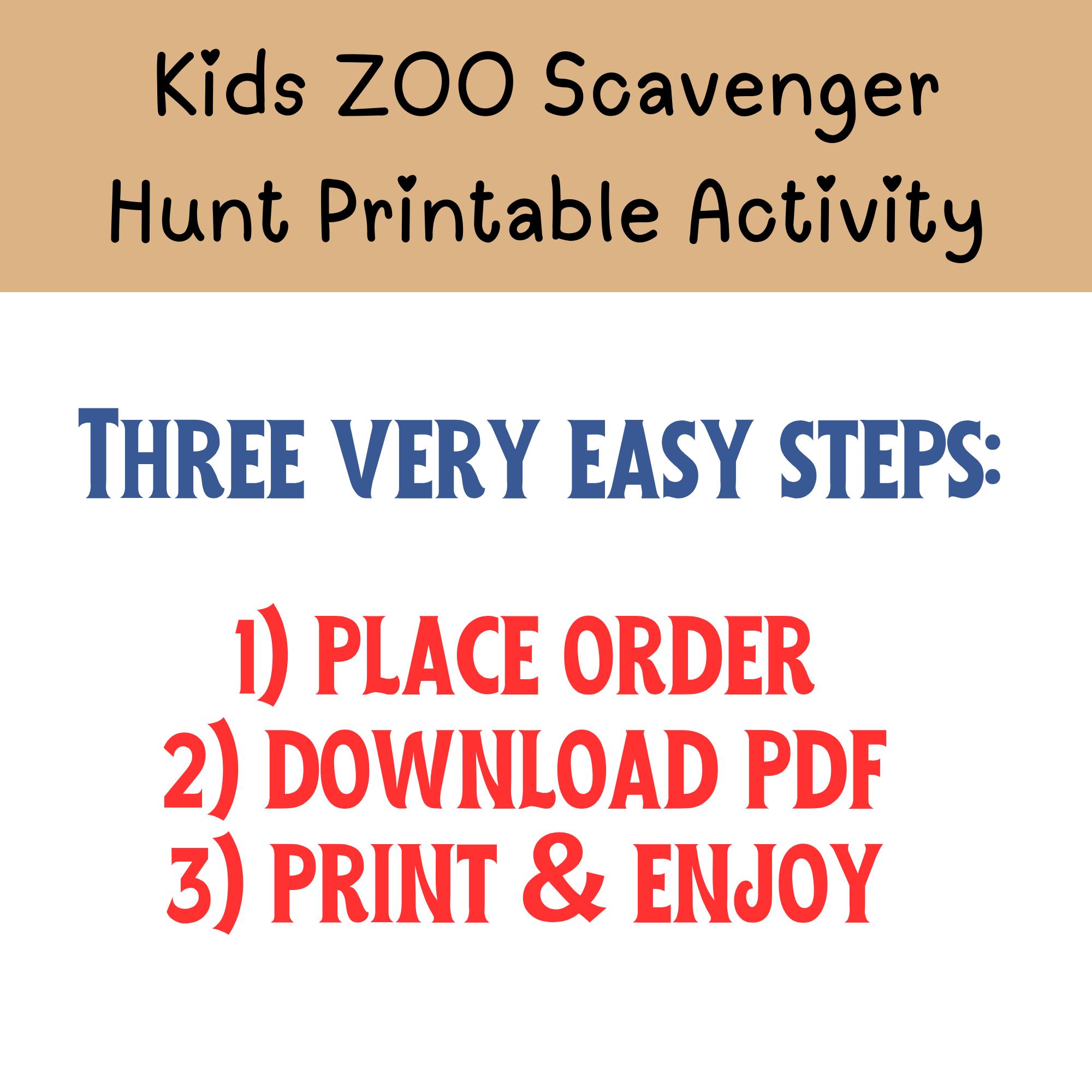 Kids Zoo Scavenger Hunt Printable Activity, I Spy at Zoo Homeschool ...