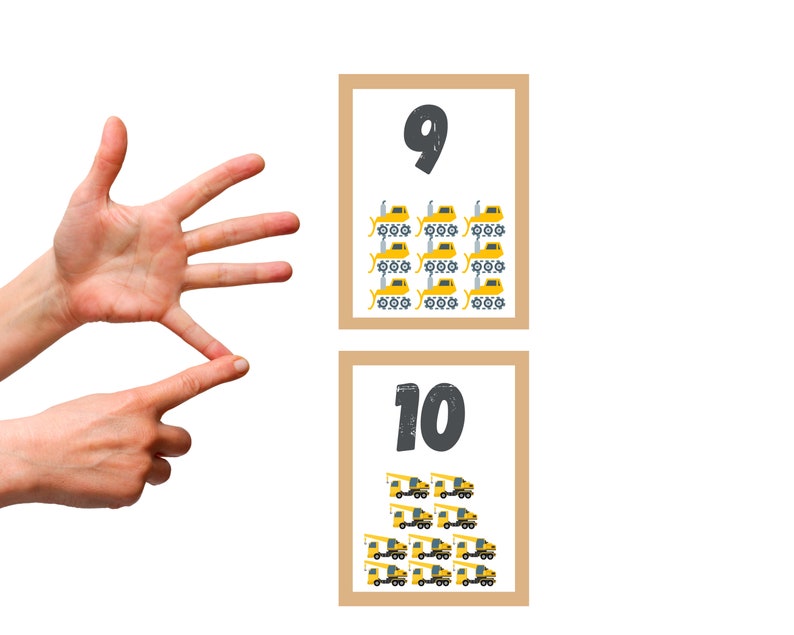 Construction Number Flashcards, Counting Cards, Printable 0-20 Learning ...
