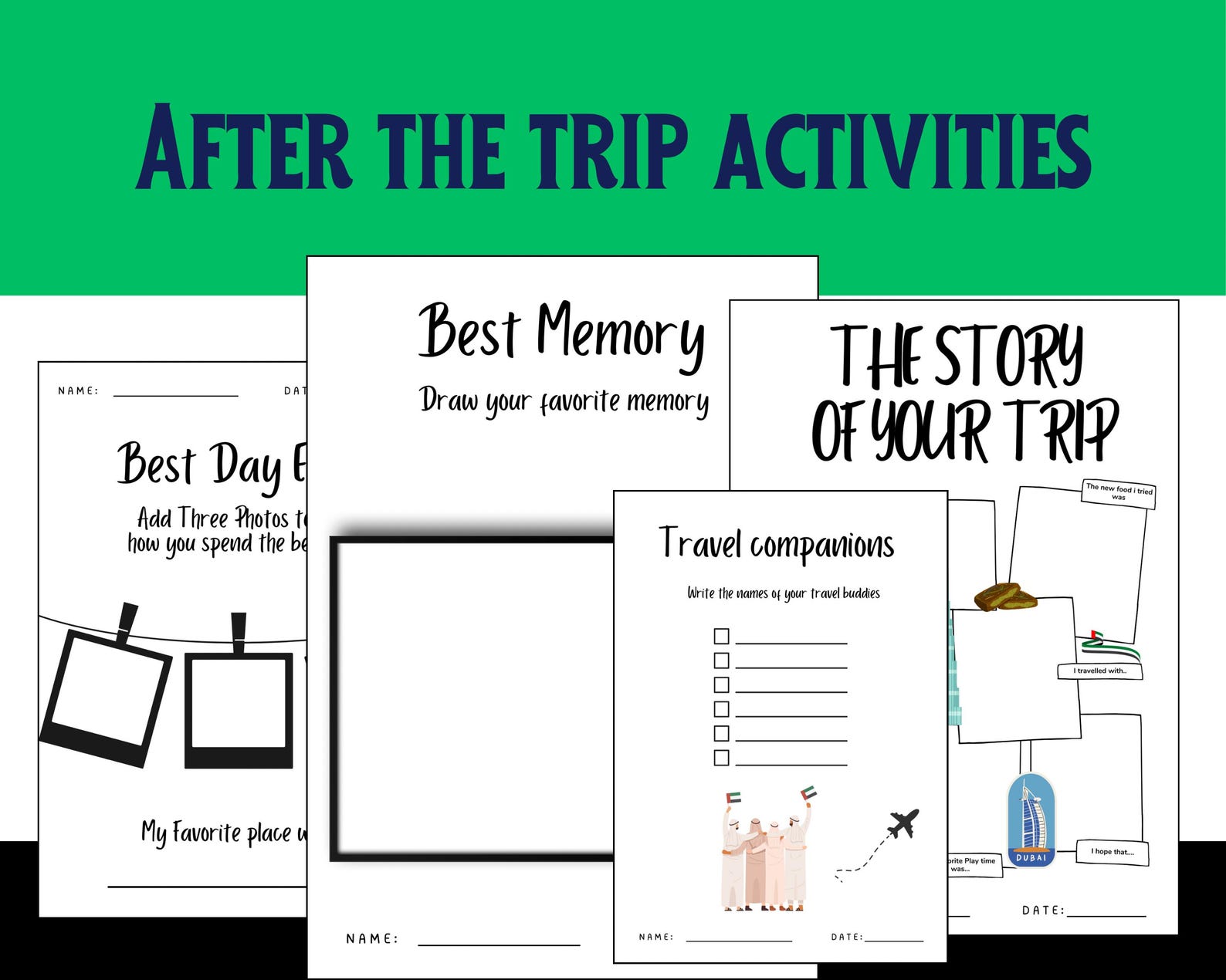 Dubai & UAE Kids Travel Journal | Printable Activities | Learning Games ...