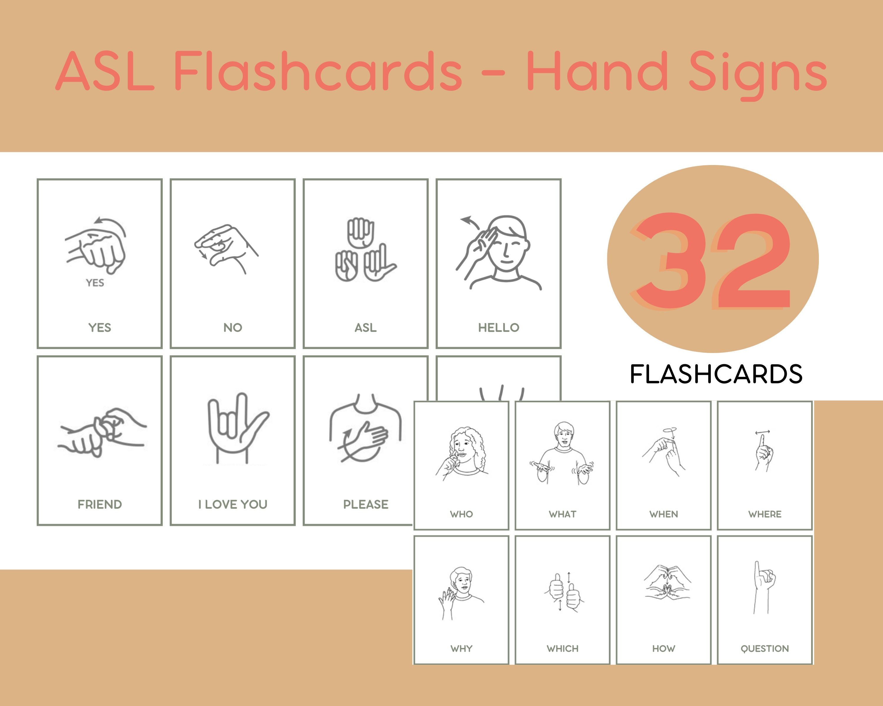 Early Learning ASL Flashcards for Kids – Printable American Sign ...