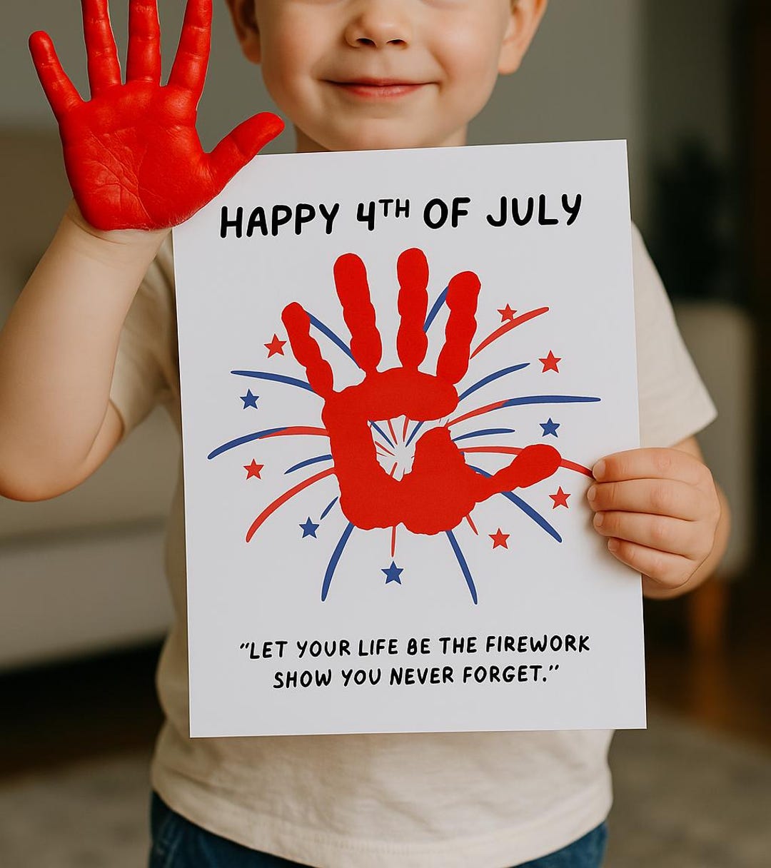 Fourth of July Handprint & Footprint Art – Kids Firework Craft ...