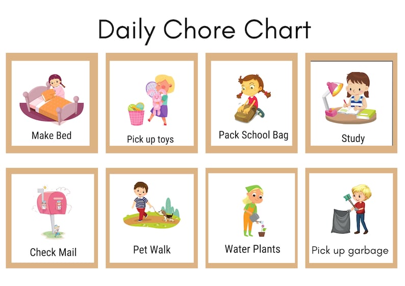 60 Kids Chore Cards &4 Chart, Fun Daily Schedule Organizer, Children ...