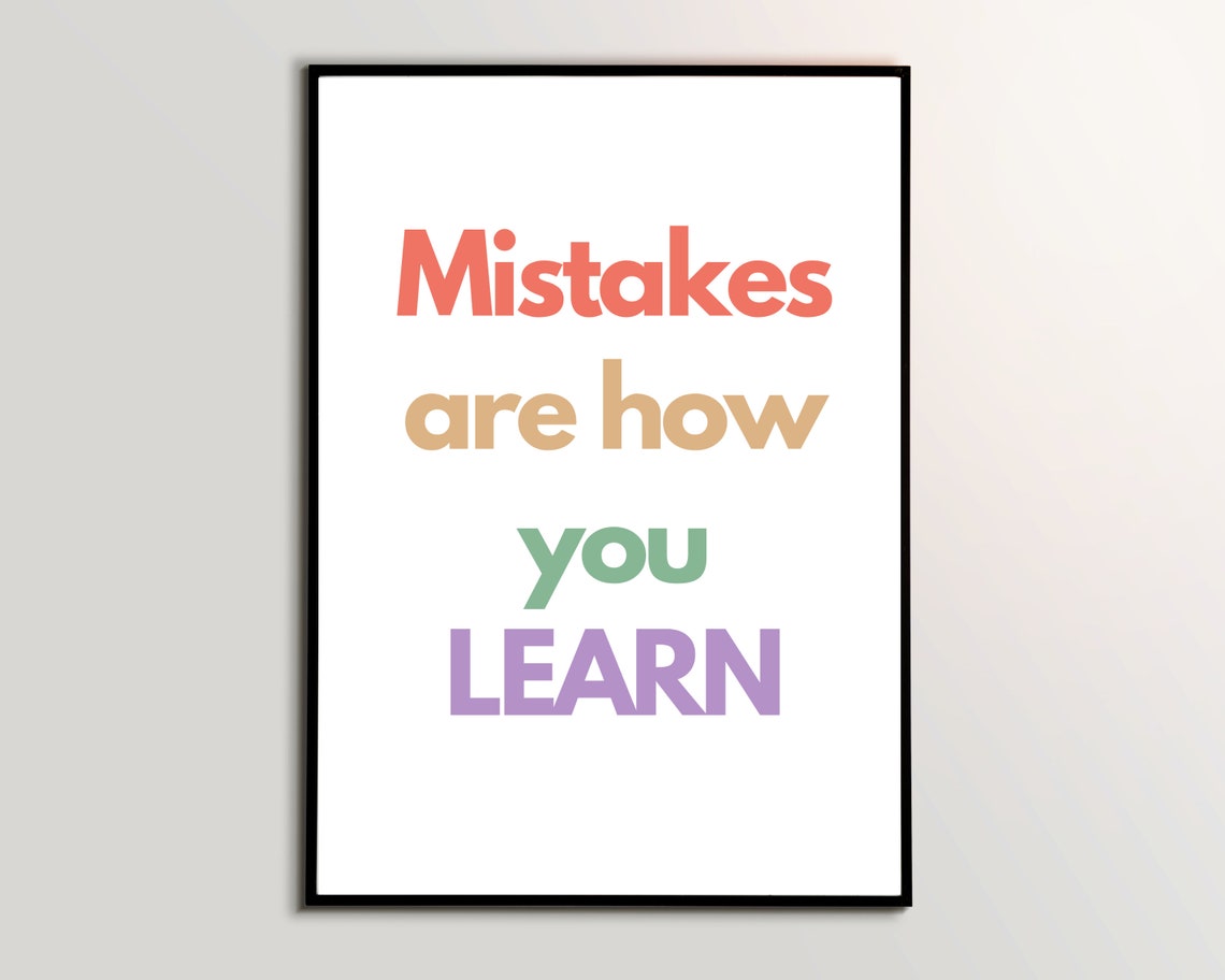 Mistakes Printable Quote, Kids Affirmation Cards, Classroom Decor ...