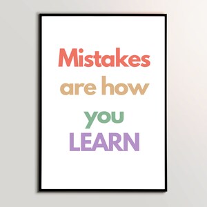 Mistakes Printable Quote, Kids Affirmation Cards, Classroom Decor ...