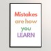 Mistakes Printable Quote, Kids Affirmation Cards, Classroom Decor ...