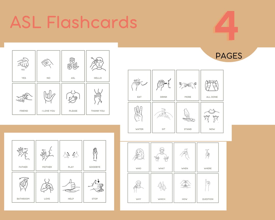 ASL FLASHCARDS , Hand Signs , Communication Autism Signals, Sign ...