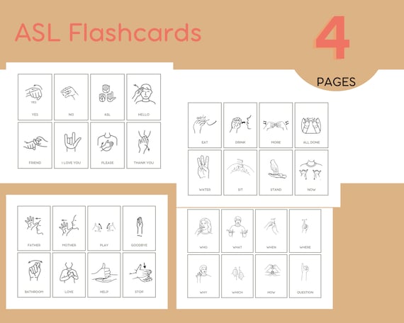 American Sign Language Alphabet Flash Cards Early Learning