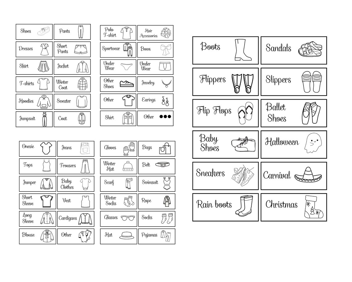 Closet Drawer Lables, Kids Dresser Drawer Labels, Kids Closet Storage ...