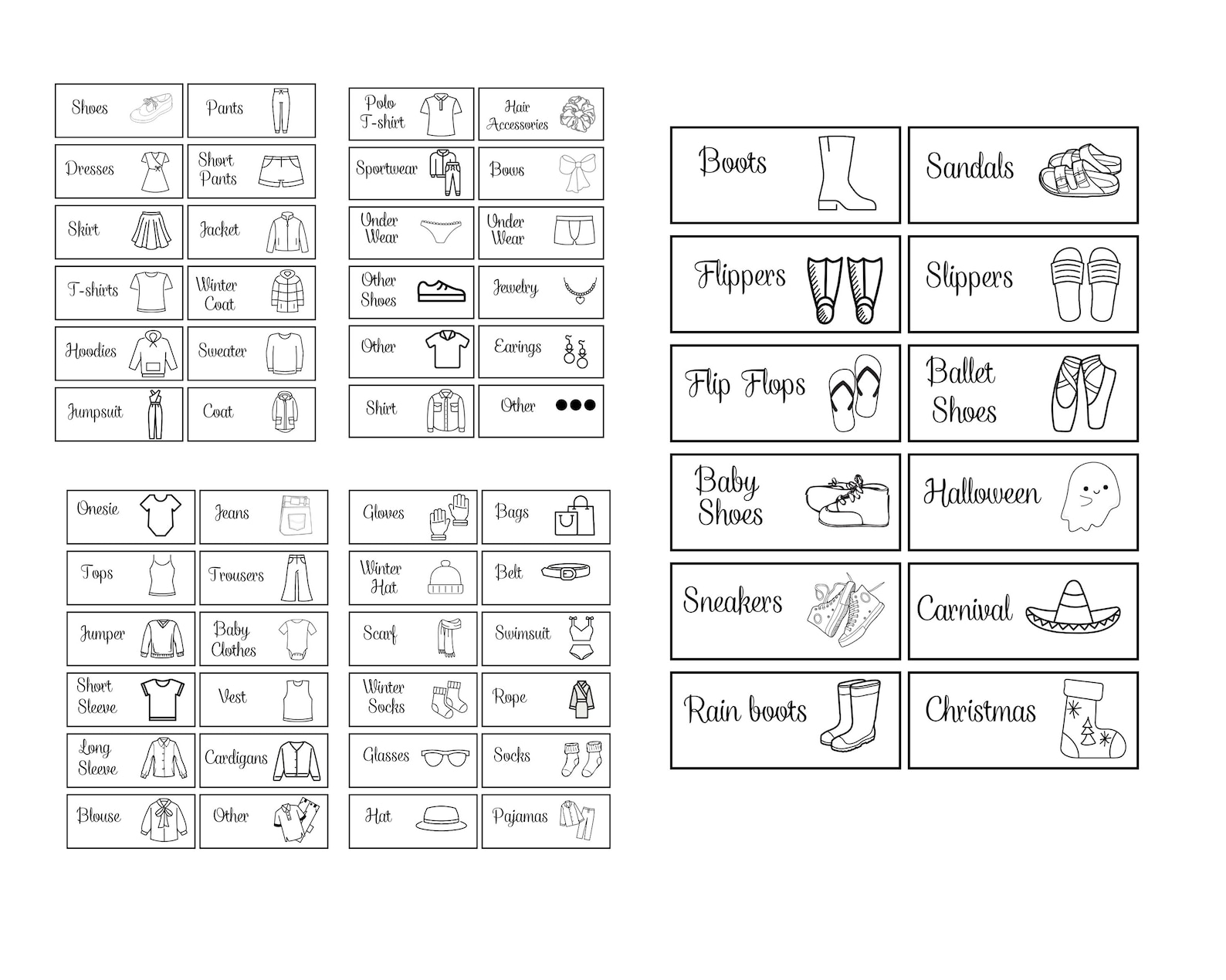 Closet Drawer Lables, Kids Dresser Drawer Labels, Kids Closet Storage ...