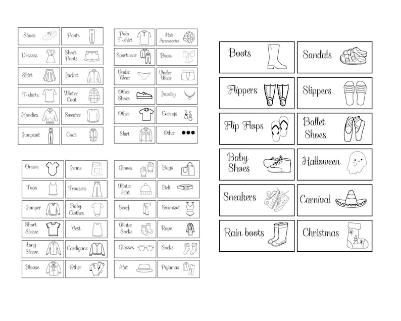 Closet Drawer Lables, Kids Dresser Drawer Labels, Kids Closet Storage ...