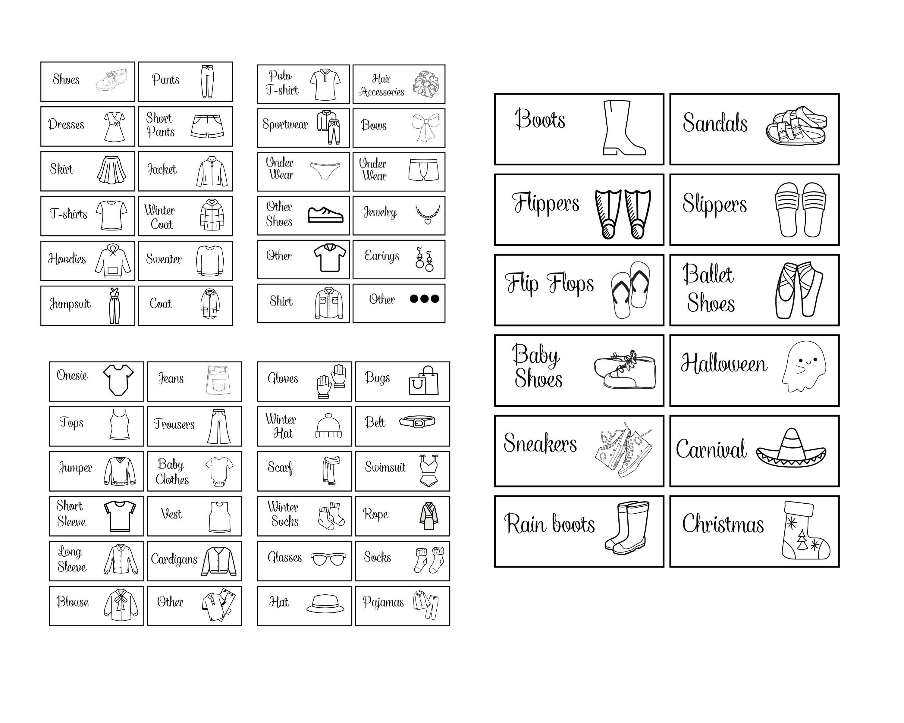 Closet Drawer Lables, Kids Dresser Drawer Labels, Kids Closet Storage ...