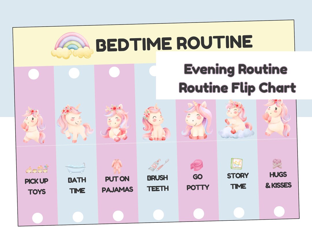 Unicorn Routine Flip Chart | Kids Bedtime Routine | Child Visual ...