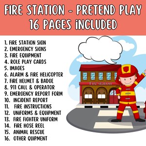 Fire Safety Learning Activity, Fire Station Pretend Play Printable ...