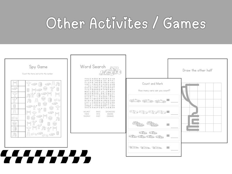 Printable Race Car Birthday Activity Book | 15 Pages for Kids Party ...