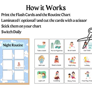36 Kids Evening Bedtime Routine Flashcards, Kids Activity Chart ...