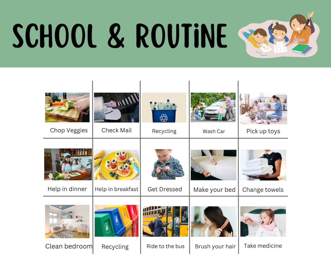 180 Chore Pecs REAL IMAGES 4 Choice Boards, Daily Chore Cards,toddler ...