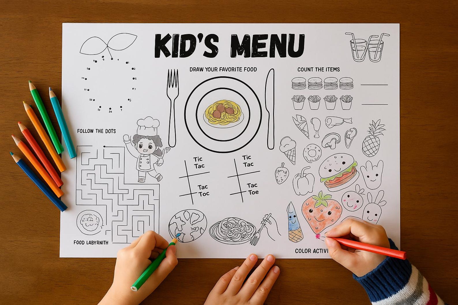Printable Kids Activity Placemat | Restaurant Template| Kid's Screen ...