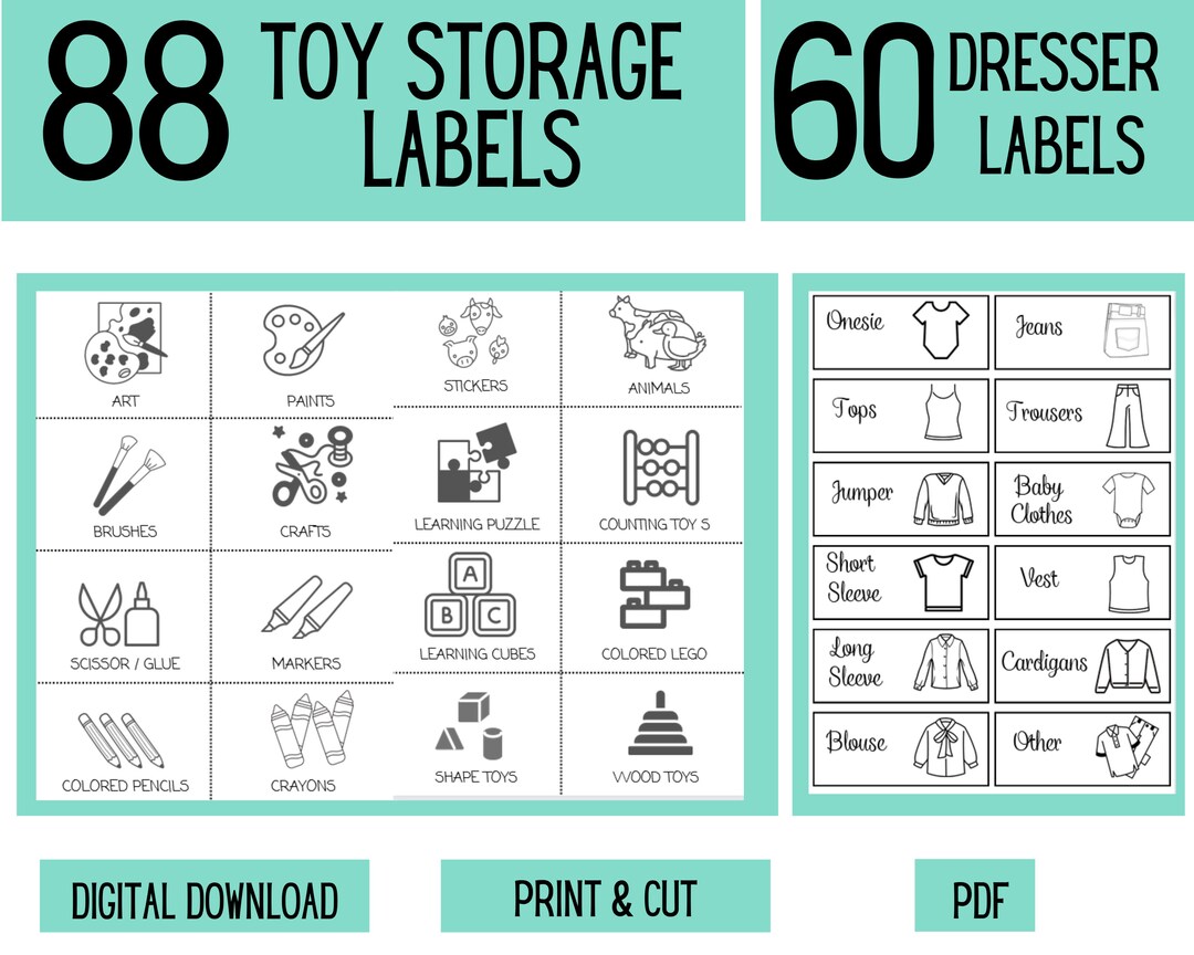 Complete Kids Storage Labels – 88 Trofast Bin & 60 Drawer Tags for Toys ...