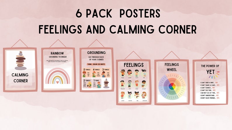 6 Calming Corner Posters ,feelings Poster, Feelings Chart, Feelings ...