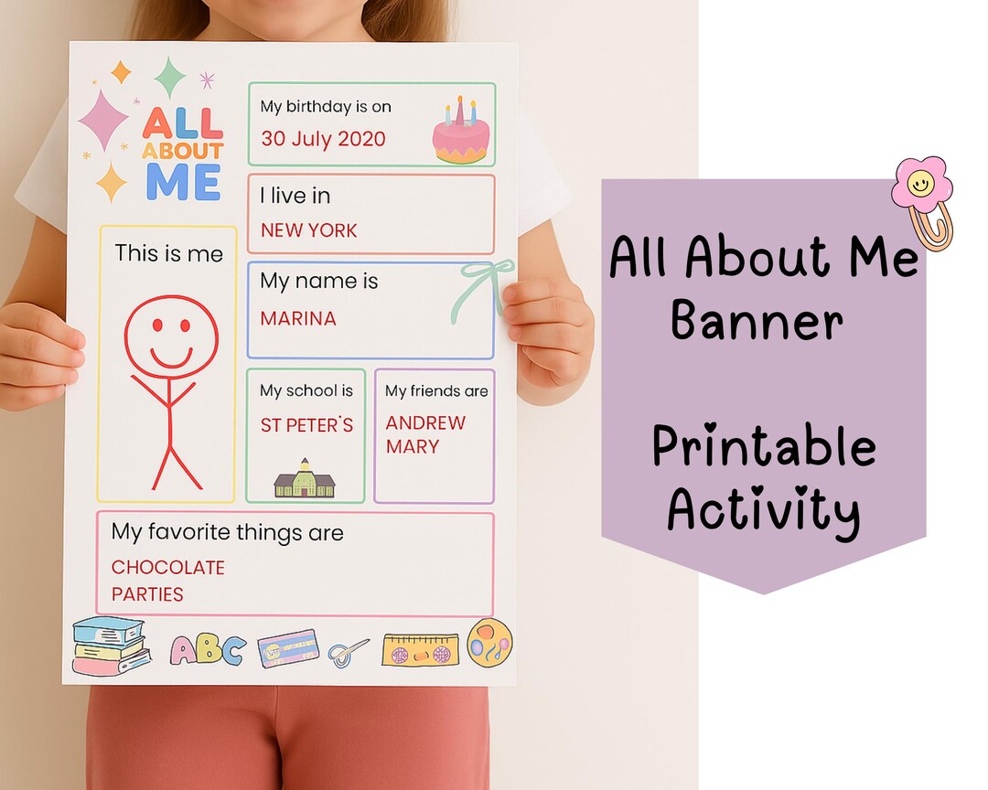 First Day of School Printable Activity, Get to Know Me, All About Me ...
