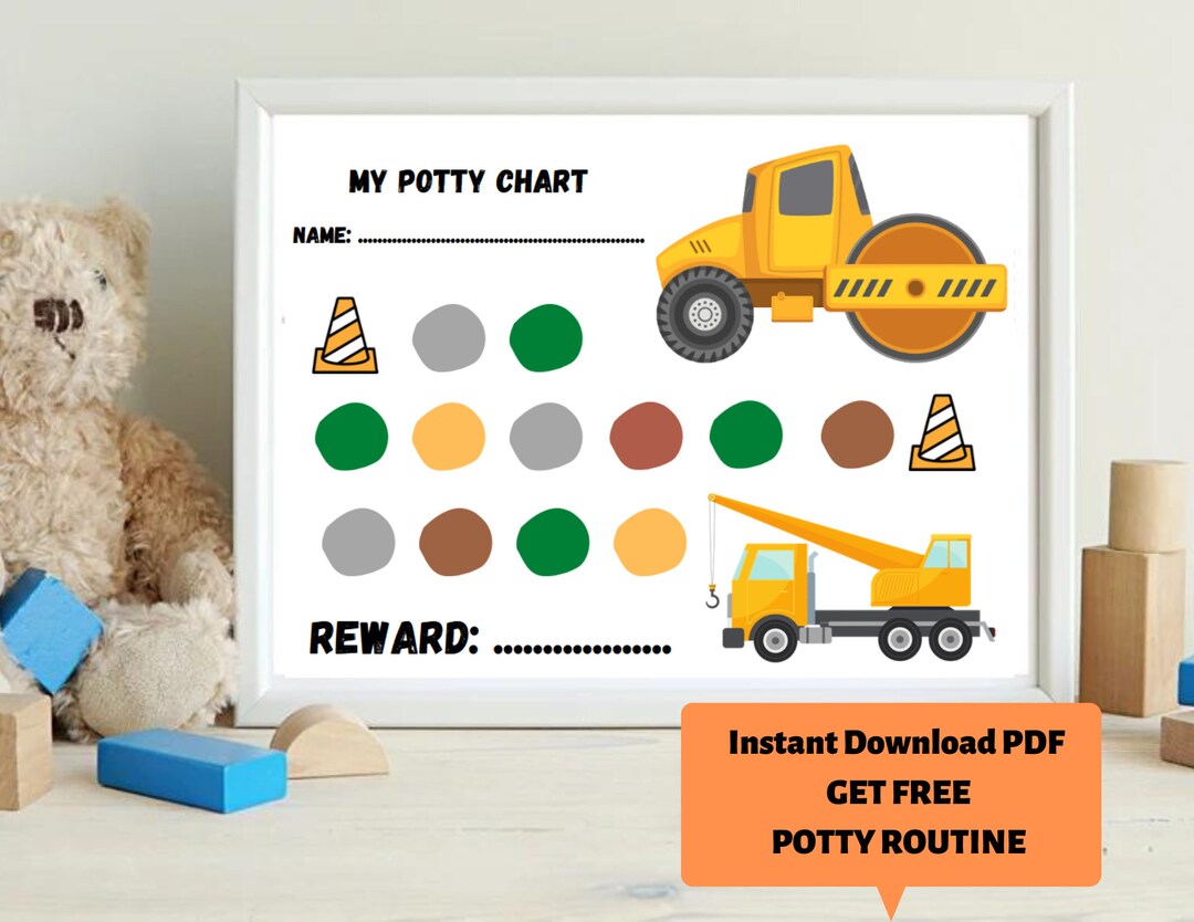 Printable Reward Chart Construction Theme Potty Training Chart Potty ...