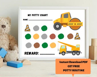 Printable Reward Chart for Kids Construction Theme Potty Training Chart ...