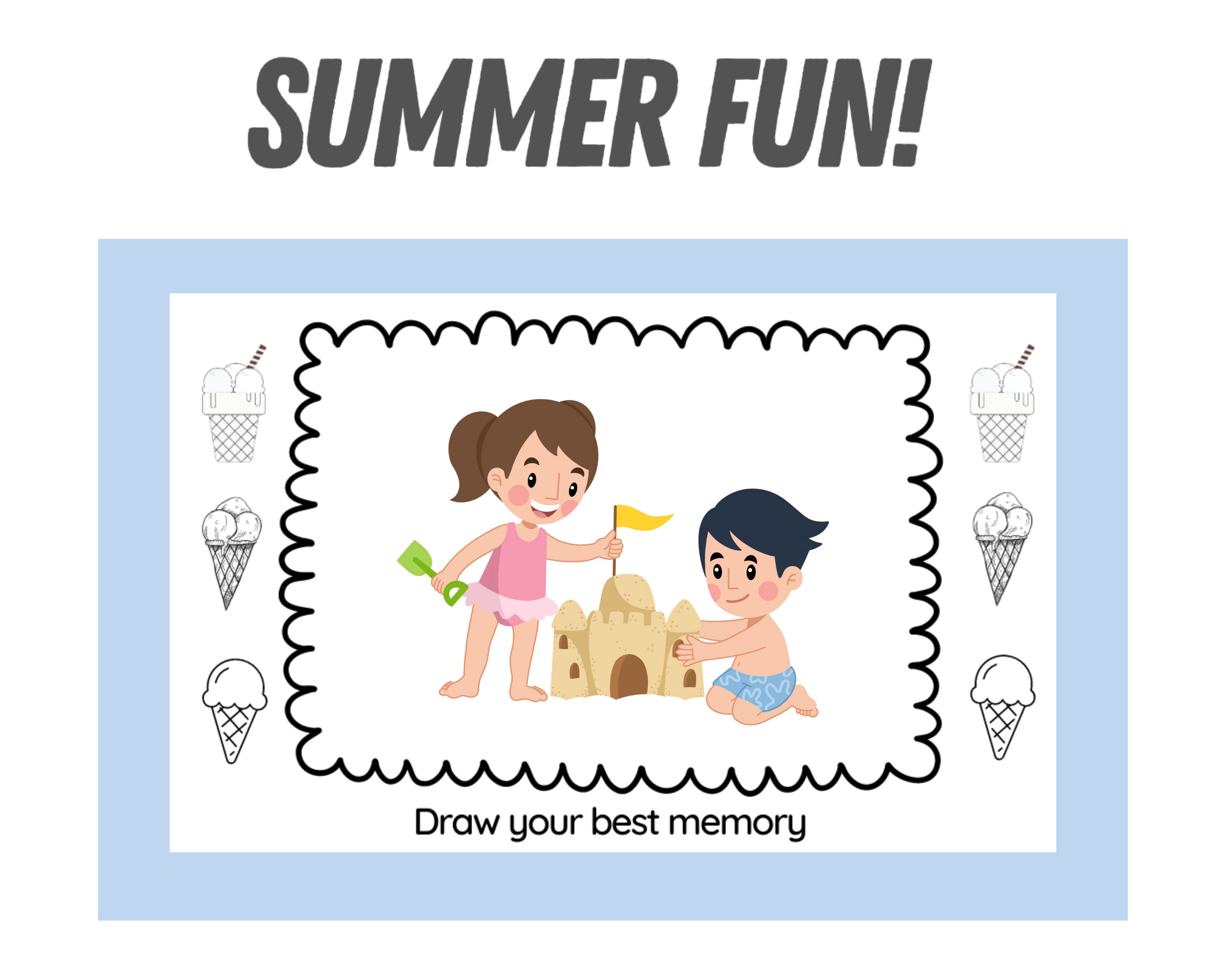 Kids Summer Activity Placemat, Printable Screen Free Activity Mat for ...