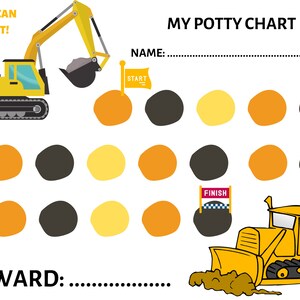 Printable Reward Chart for Kids - Construction Theme - Potty Training ...
