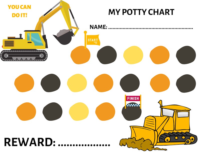 Printable Reward Chart for Kids - Construction Theme - Potty Training ...
