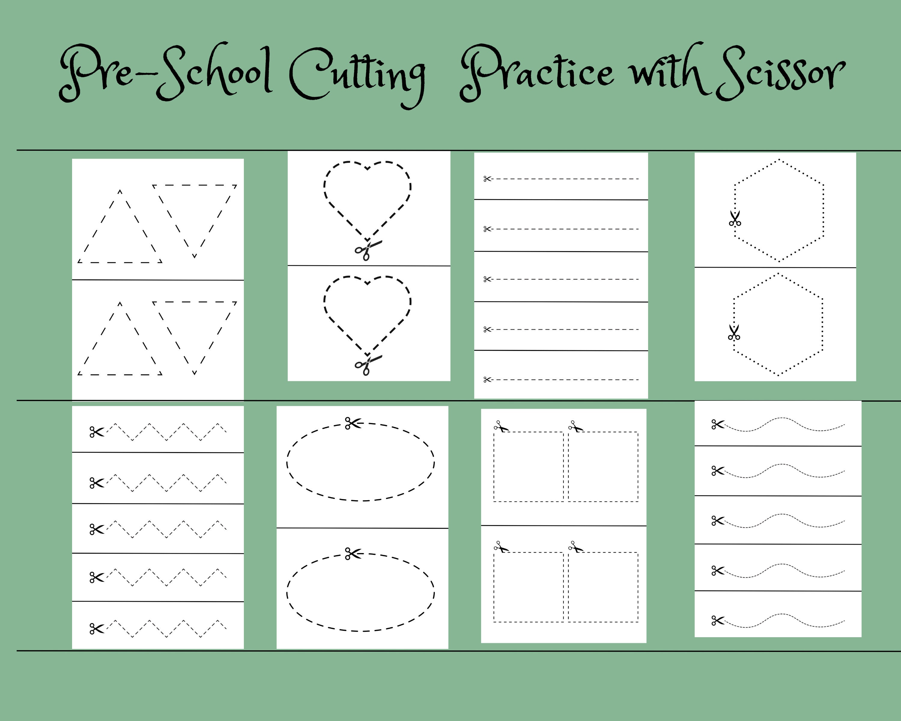 Montessori Digital Prints ,scissors Practice, Child Cutting Practice ...