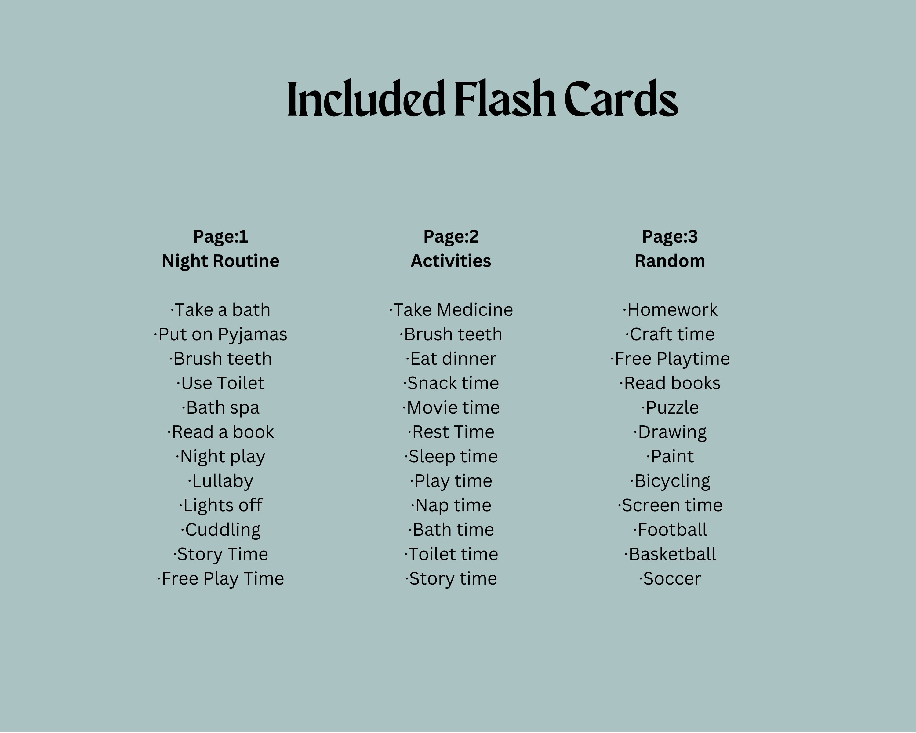 36 Kids Evening Bedtime Routine Flashcards, Kids Activity Chart ...