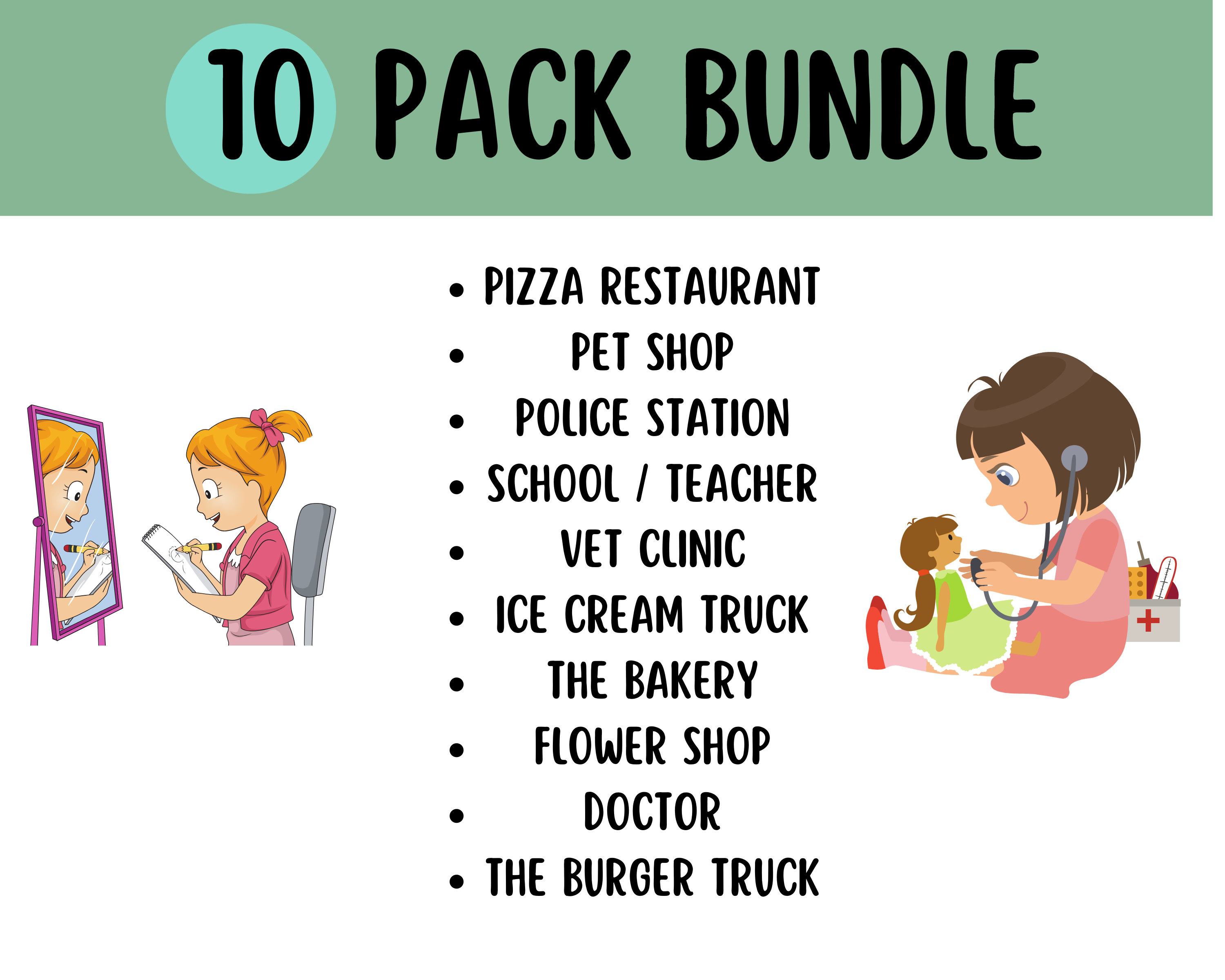 Printable Pretend Play Bundle | 10 Dramatic Play Sets for Kids | Role ...