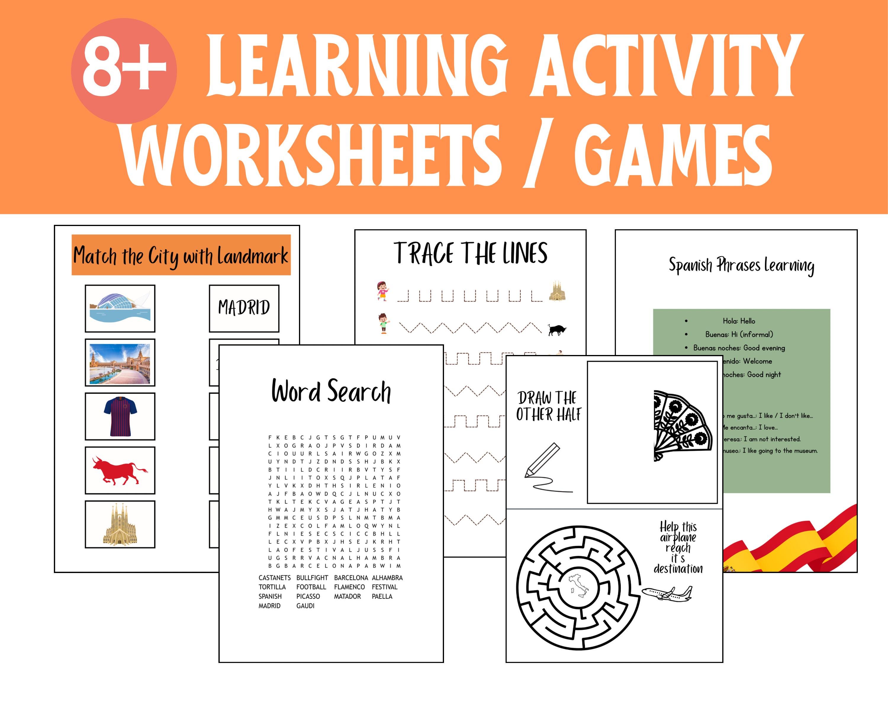 Spain Travel Activities, Kids Printable Worksheets for Barcelona ...