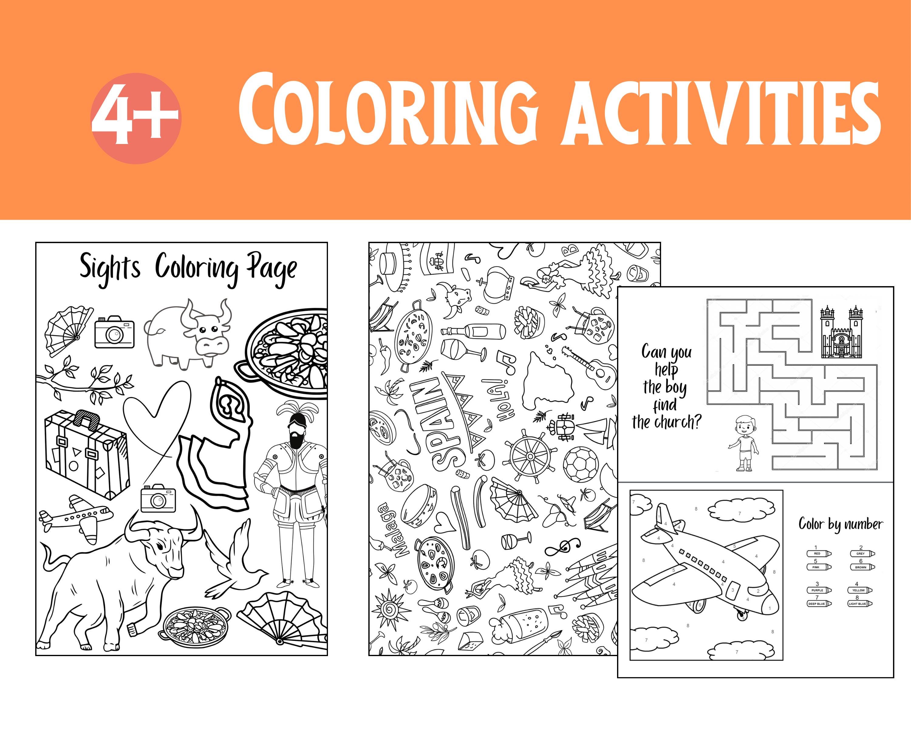 Spain Travel Activities, Kids Printable Worksheets for Barcelona ...