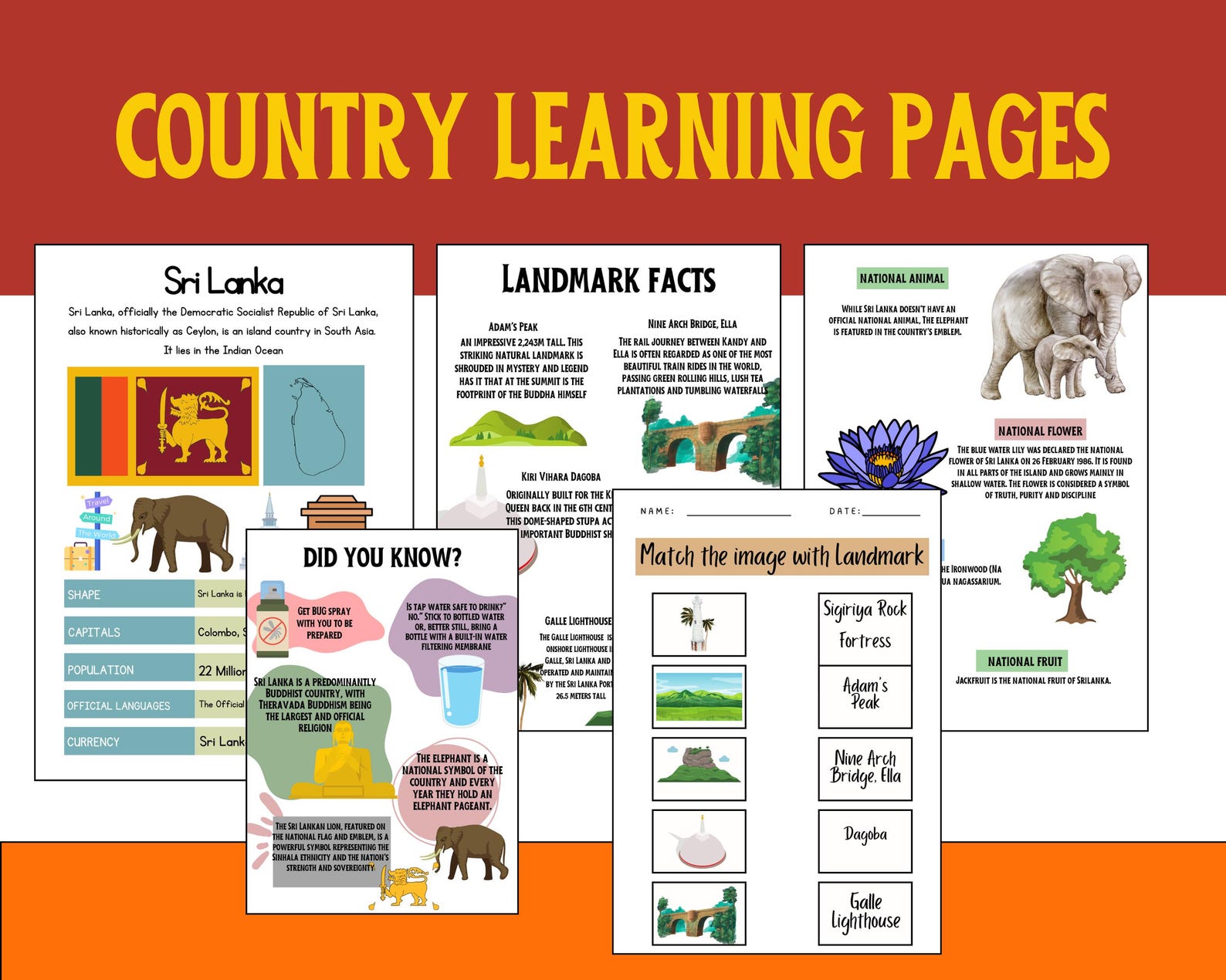 Explore Sri Lanka – Kids Printable Travel Book With Games, Homeschool ...