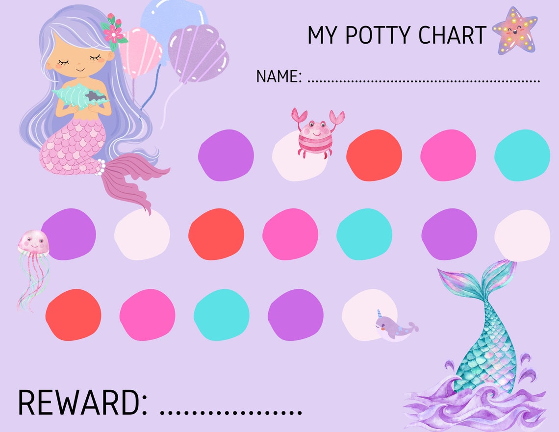 Printable Reward Chart Mermaid Girl Potty Training Chart - Etsy