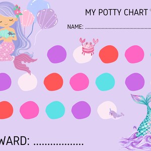 Printable Reward Chart Mermaid Girl Potty Training Chart - Etsy
